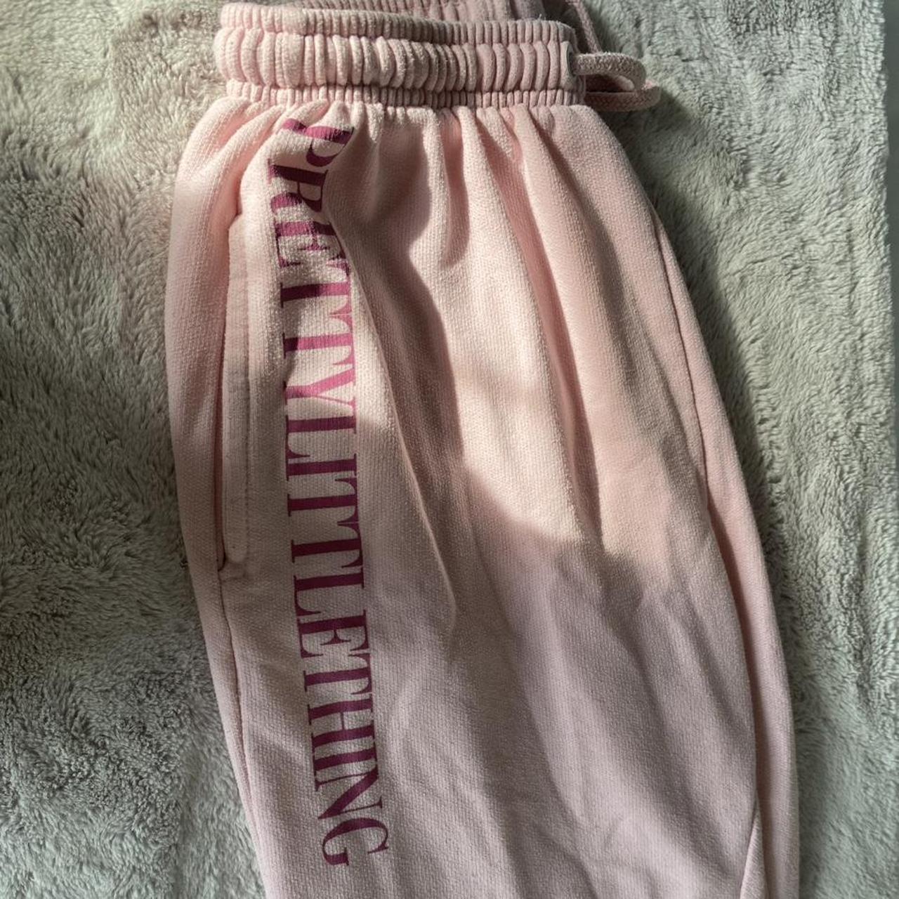 PLT baby pink slogan joggers Size 8 but would fit... - Depop PLT baby pink slogan joggers Size 8 but would fit... - Depop