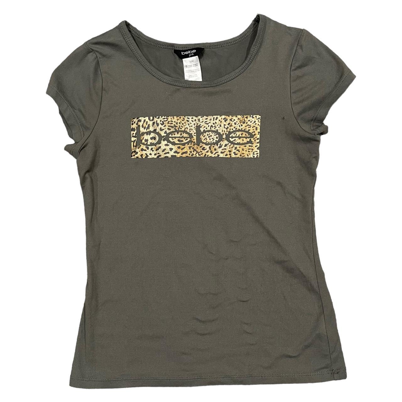 y2k 2000s bebe girls cheetah baby tee box logo... - Depop