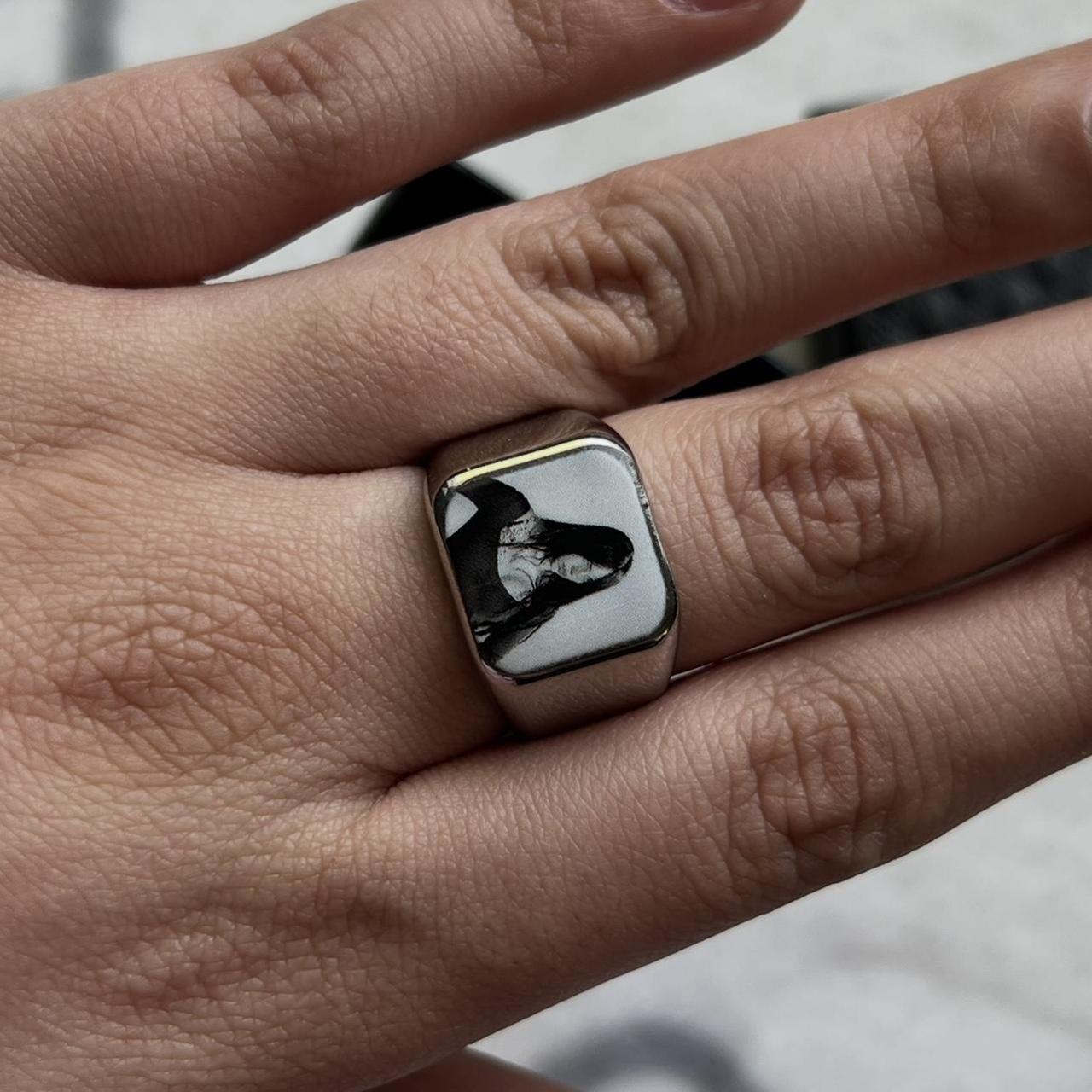Silver Billie Eilish engraved ring 🎲 🎲 size 7, 100%... | Depop