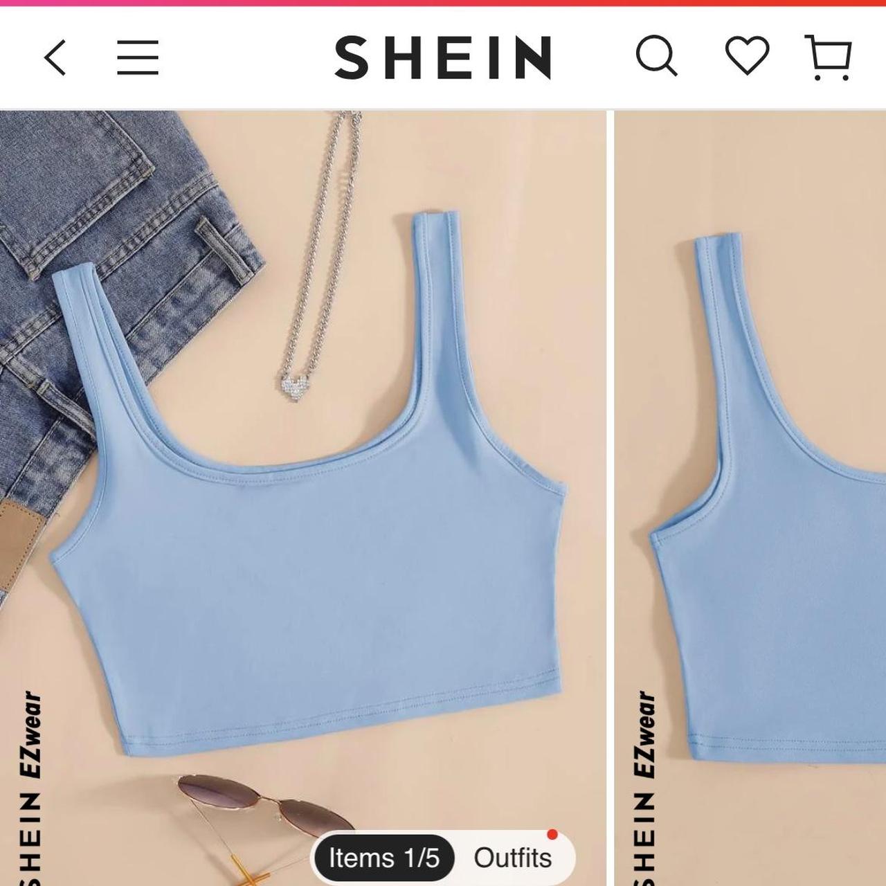 SHEIN basic blue cropped tank top - Depop