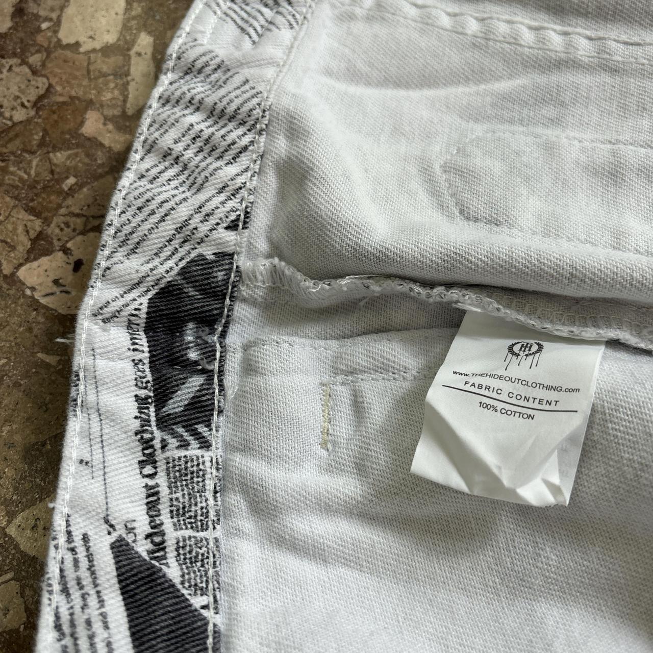 The Hideout Clothing - White newspaper print denim... | Depop