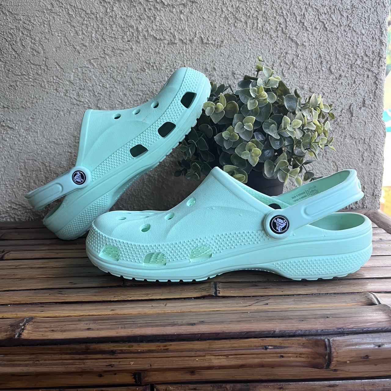 Crocs Unisex Teal/mint Clogs Men’s size 7 Women’s... - Depop