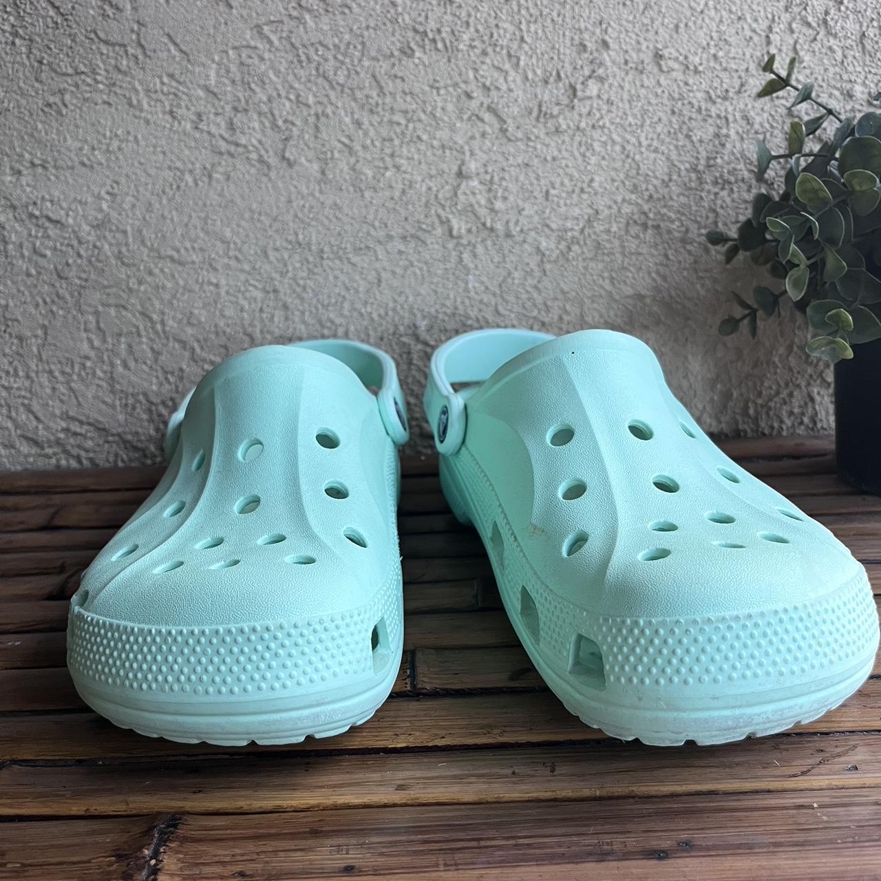 Crocs Unisex Teal/mint Clogs Men’s size 7 Women’s... - Depop