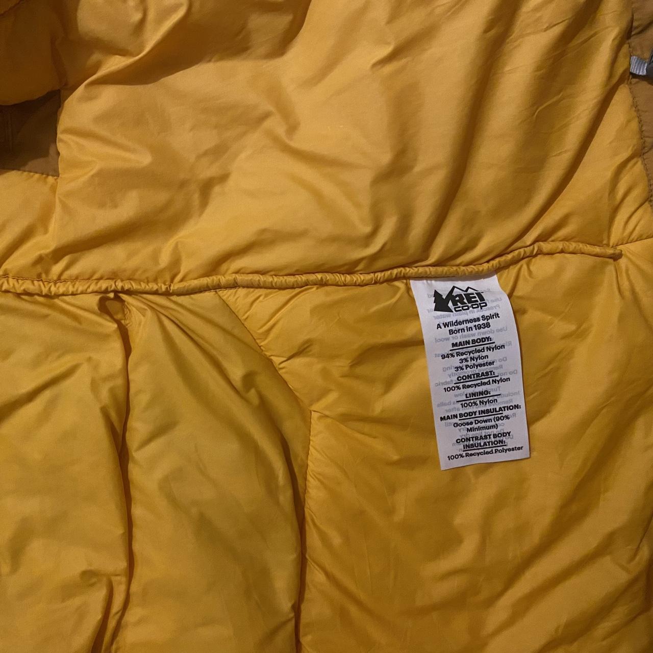 yellow rei medium jacket w/ down feathers & waterproof | Depop