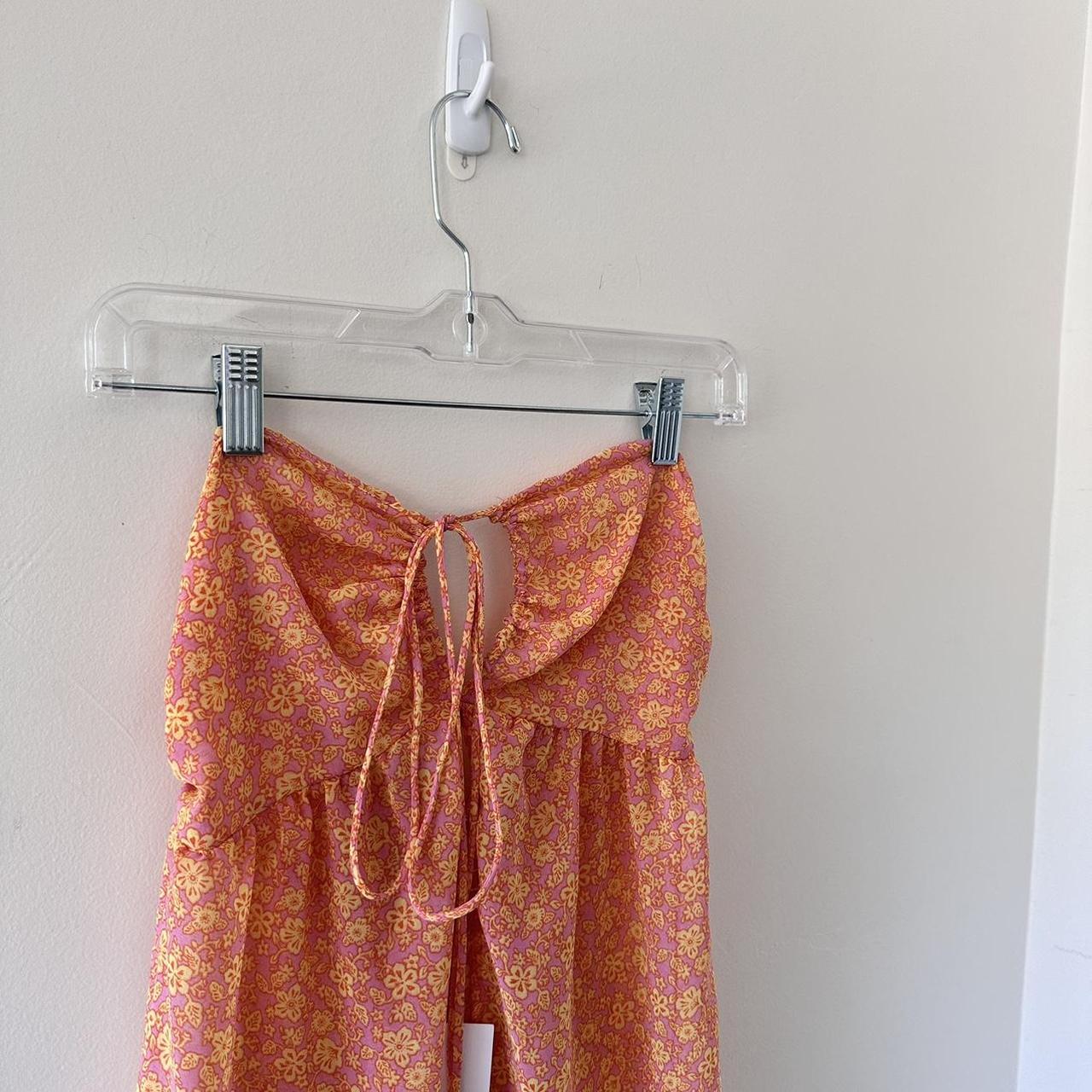 bershka open front top strapless and tie front open... - Depop