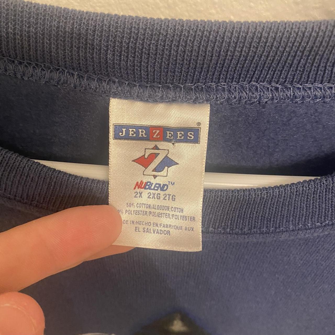 Jerzees Men's Blue and Black Sweatshirt | Depop