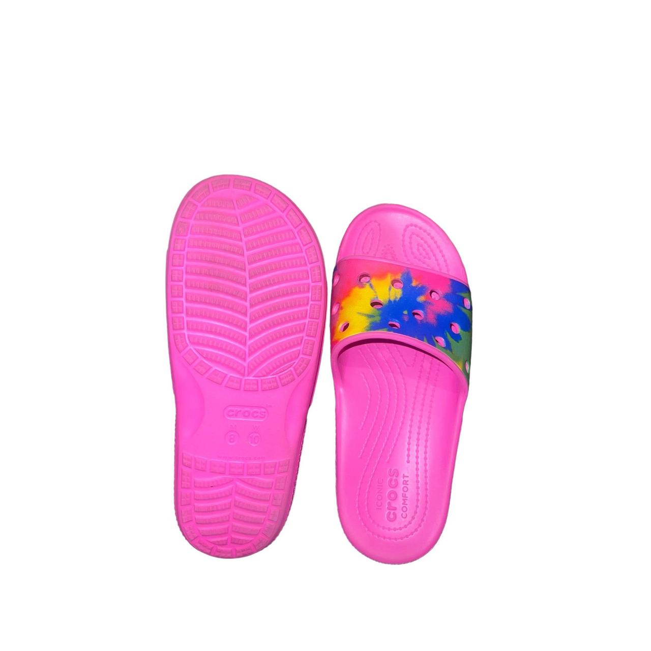 Crocs Women's Pink Slides | Depop