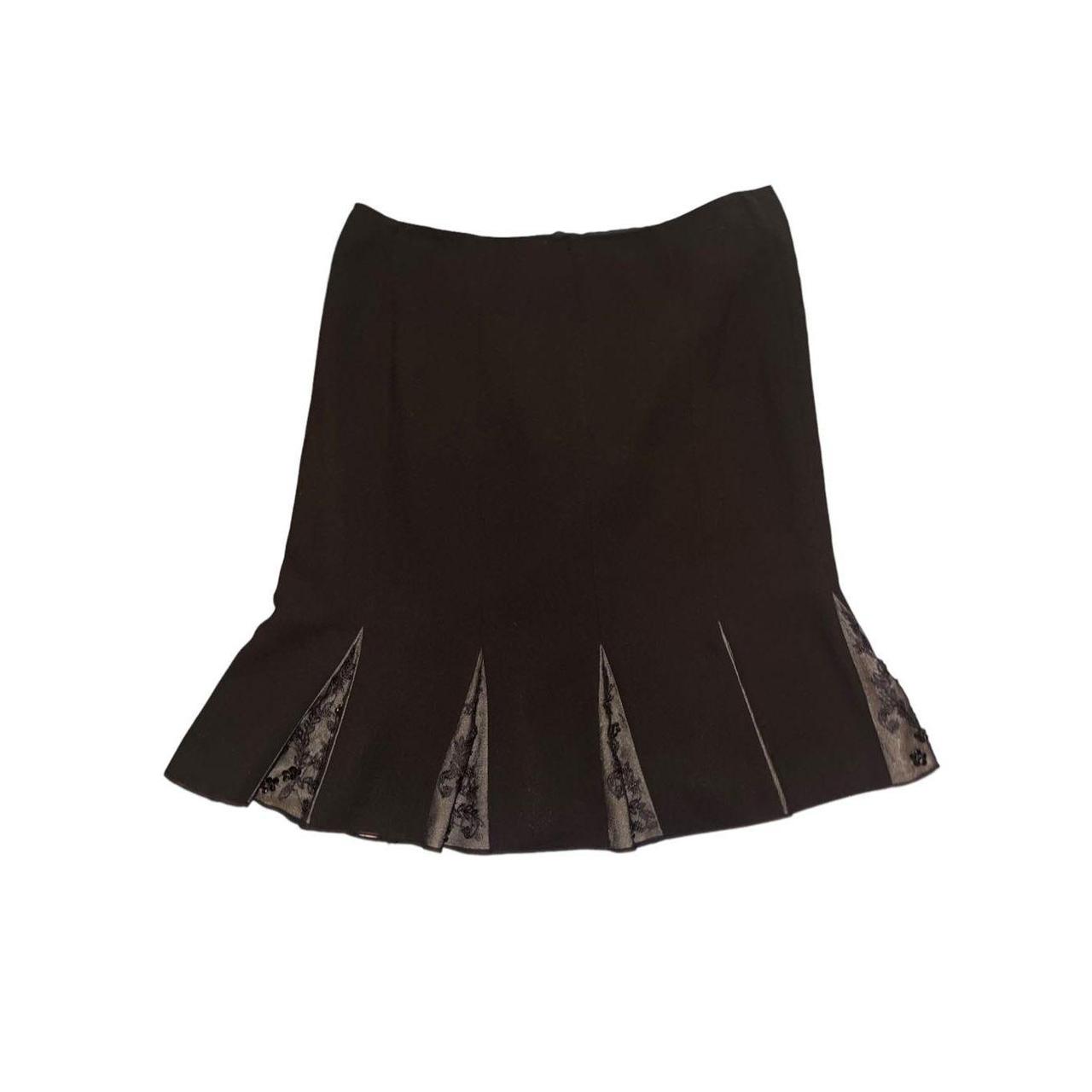 Vintage Black Pleated Skirt With Embroidery Size Depop
