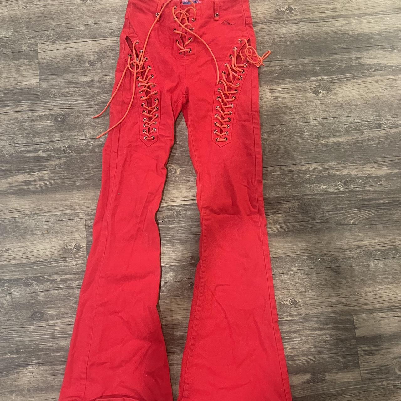 Edikted Women's Red Trousers | Depop