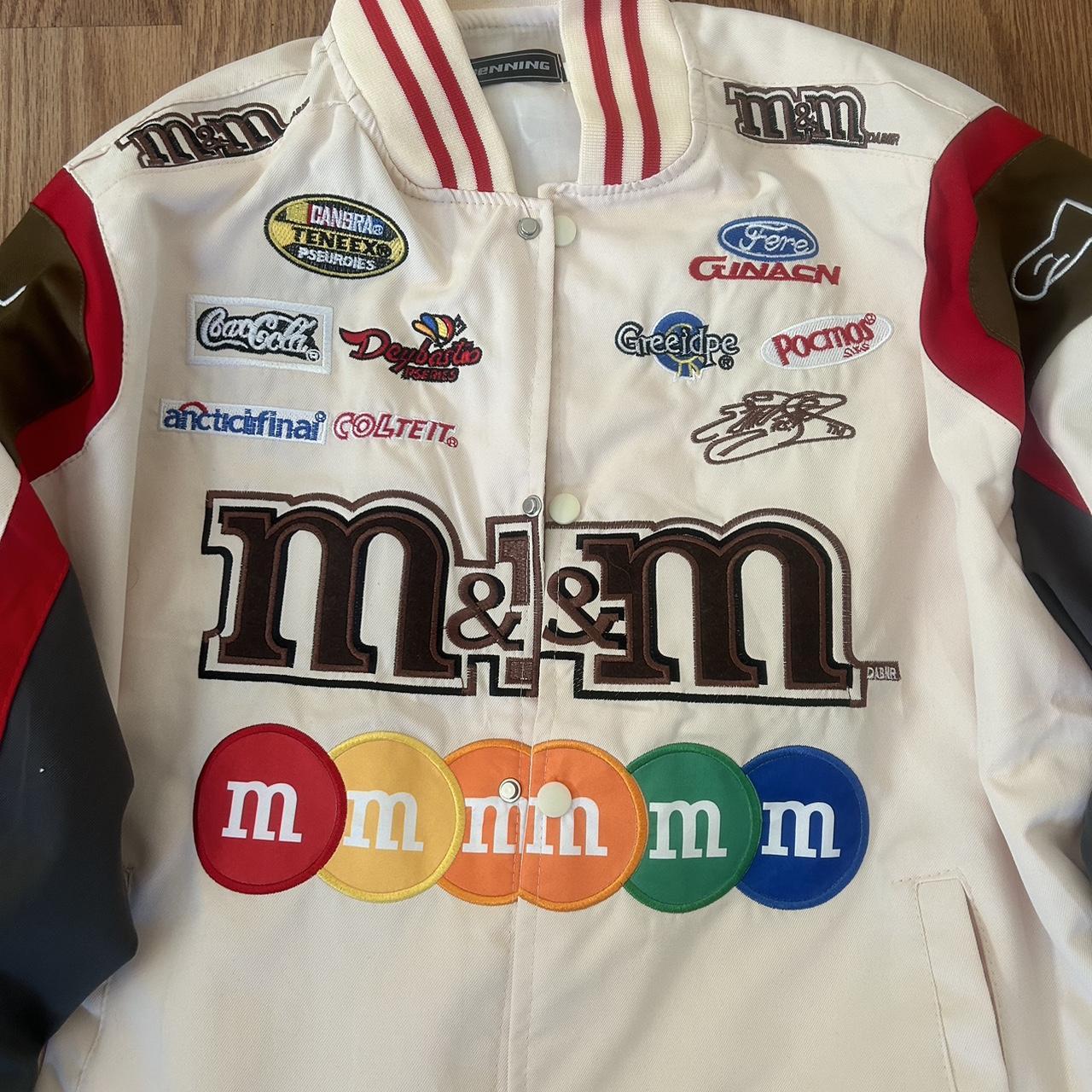 New M&M Racing Jacket- XL - white and multi-coloured... - Depop