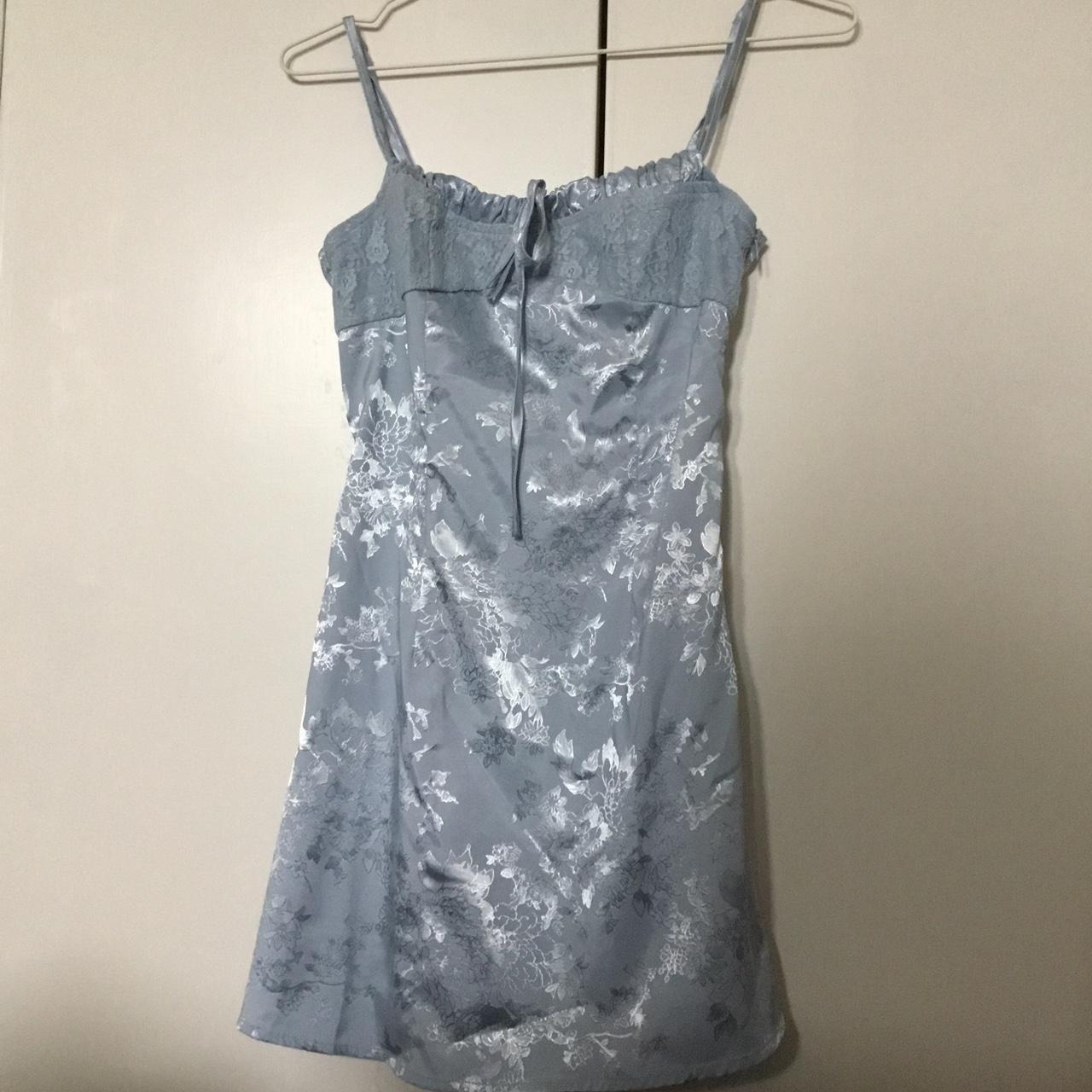 gorgeous cider blue satin mini dress so cute and... - Depop