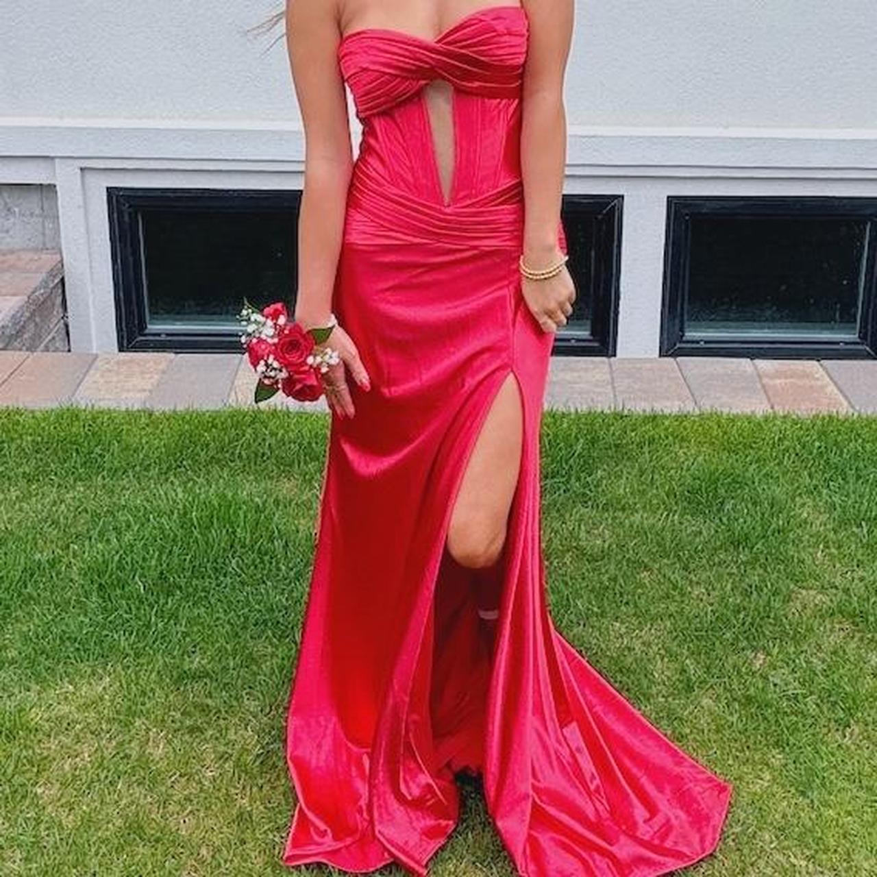 STACEES color: red material: silk style: maxi... - Depop