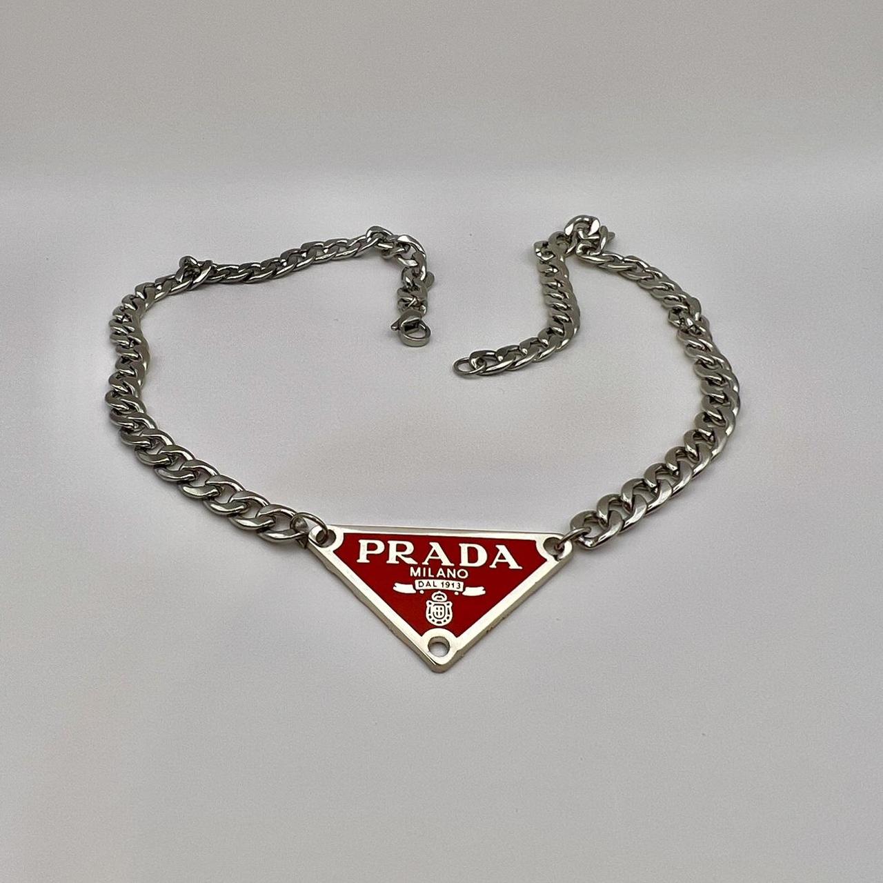 RED ~ CHAIN ⭐️Repurposed Prada Necklace shipped day... - Depop
