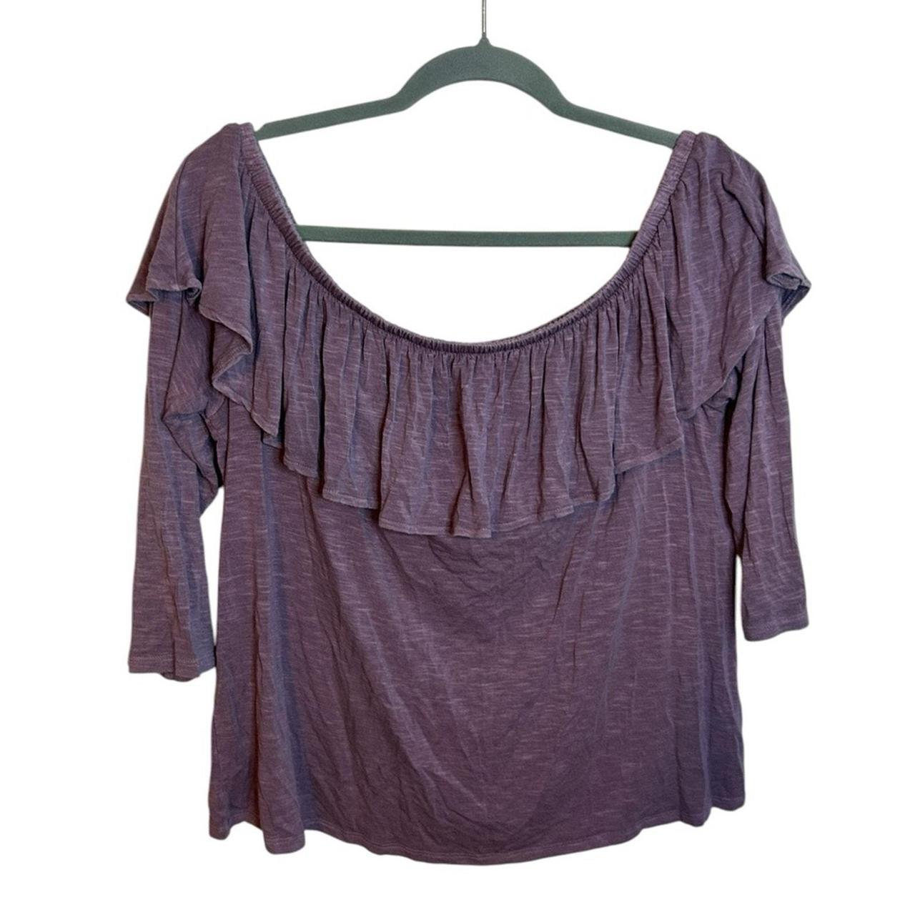 American Eagle Purple Ruffle Long Sleeve... | Depop