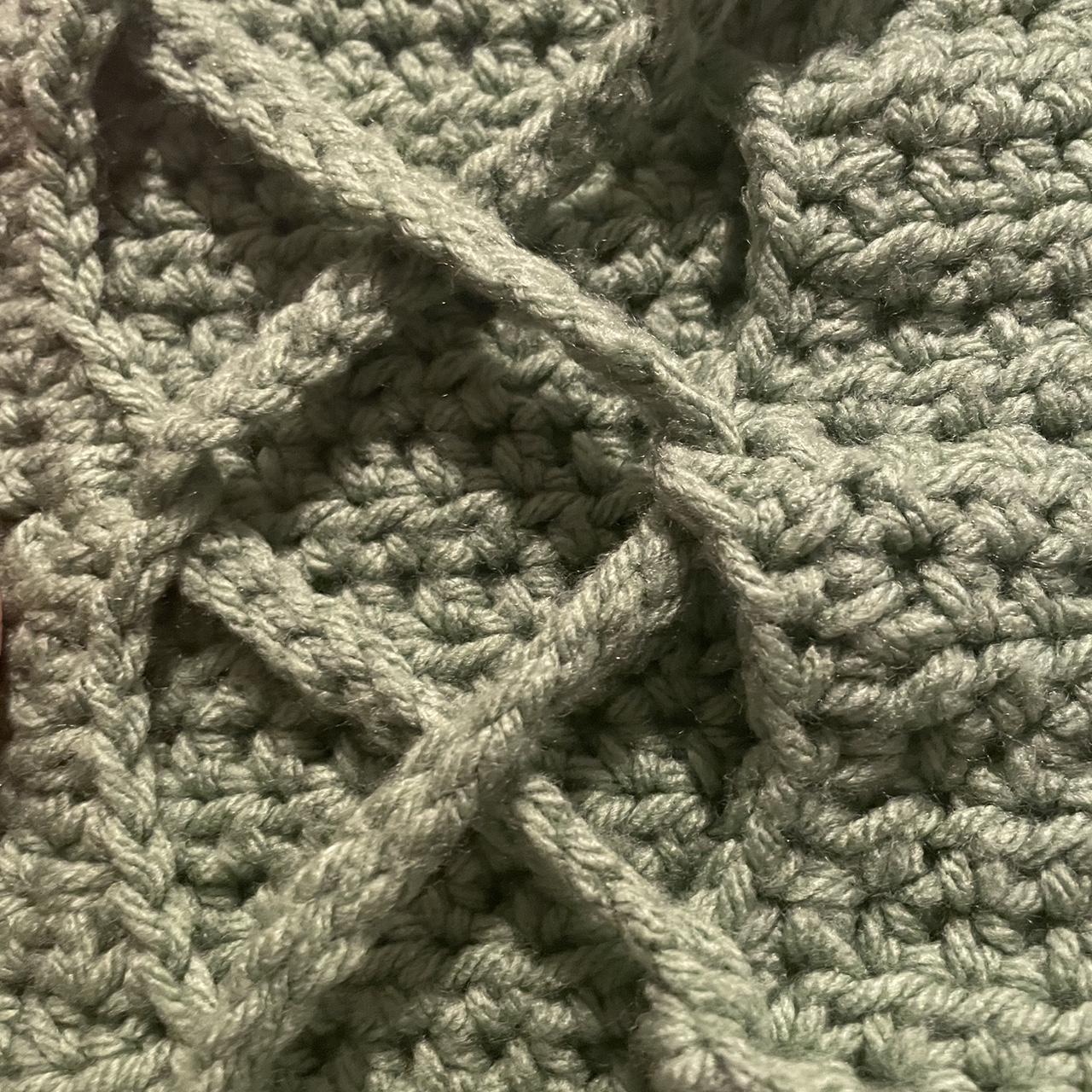 Sage crocheted open back crop top - Depop