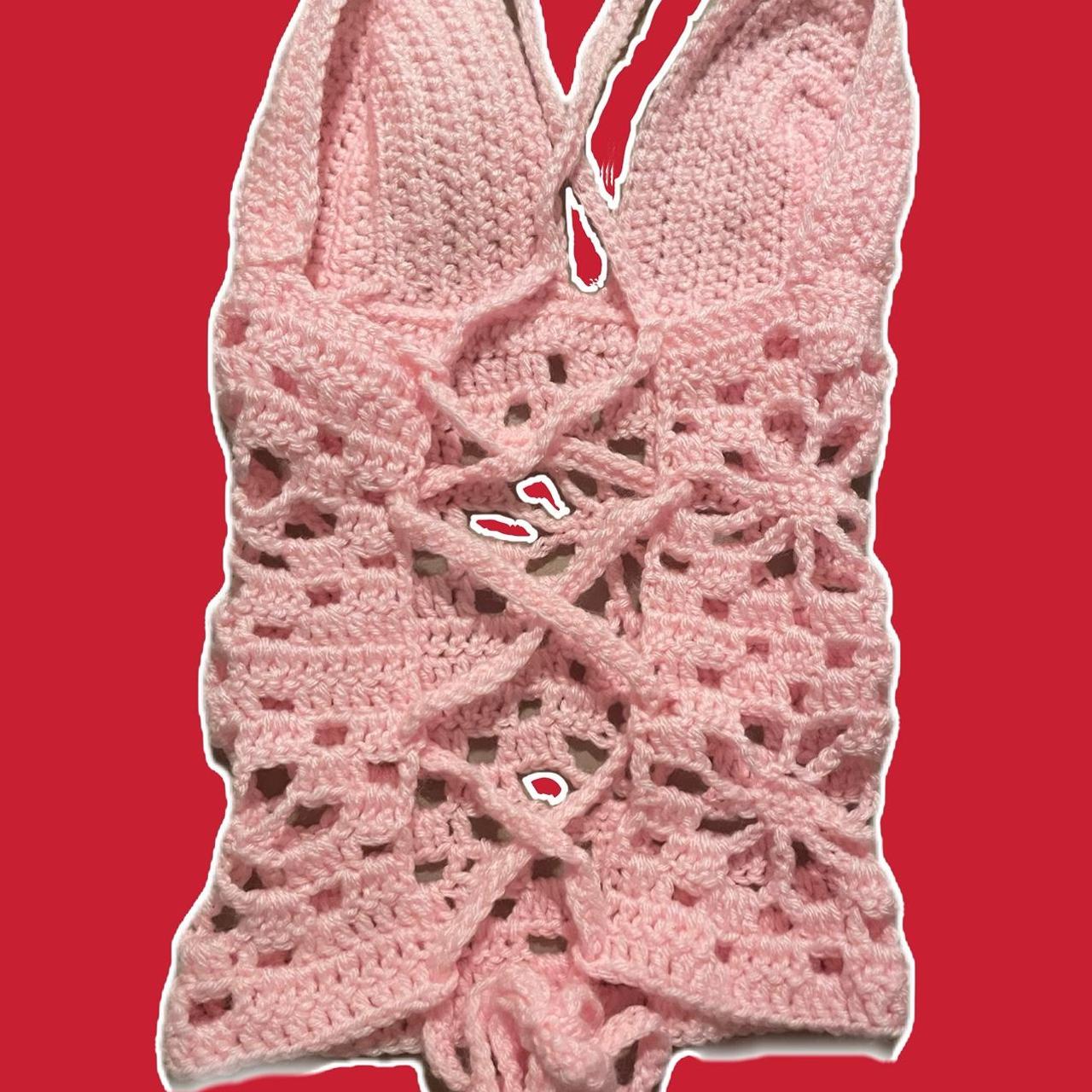 Light pink floral crochet bralette - Depop