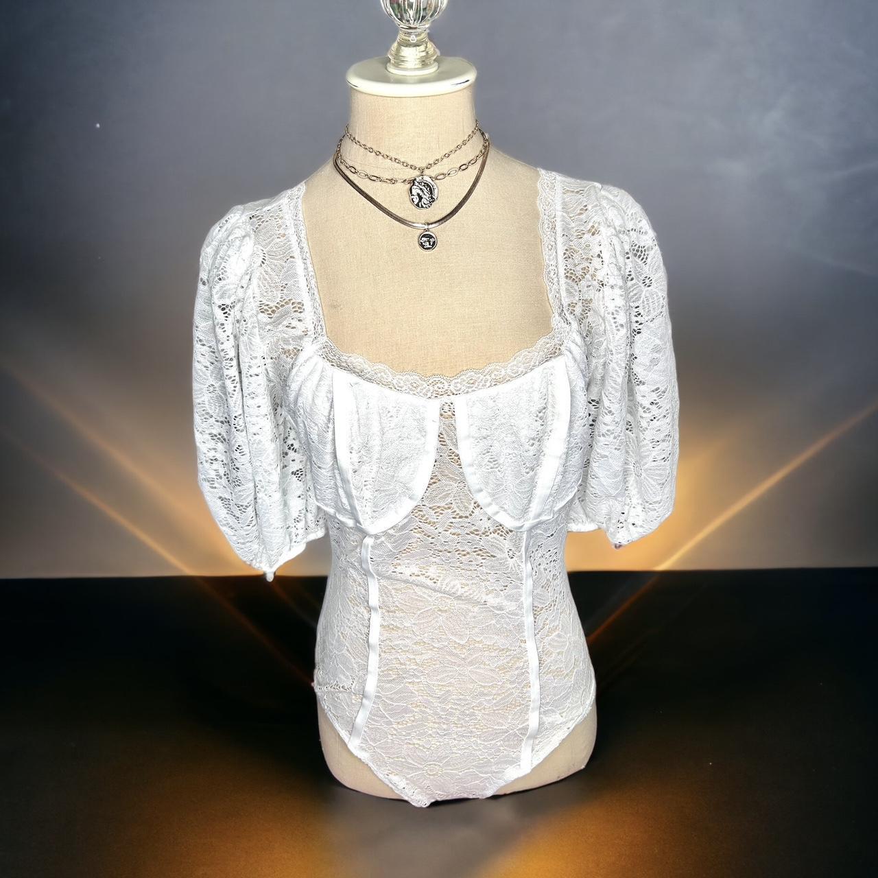 White lace angel bodysuit, romantic , sexy... - Depop