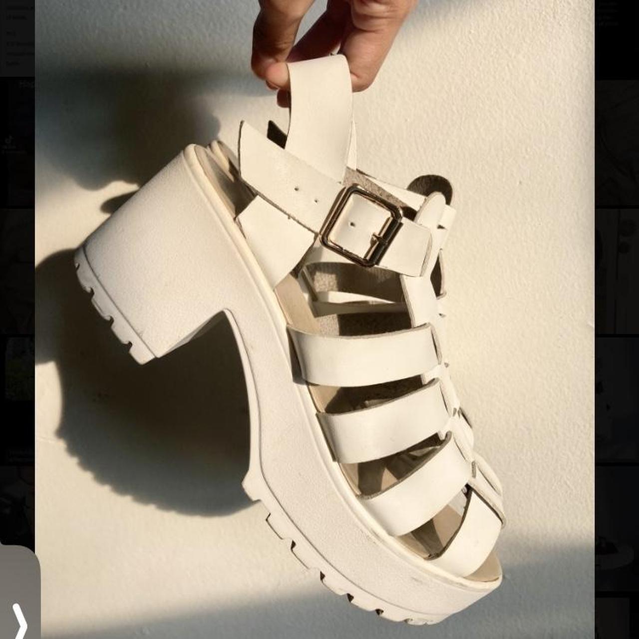 Chunky white sandals. Some scuff marks. Brand name... - Depop
