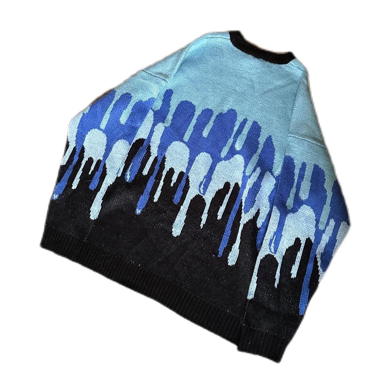 ragged priest multiple blue drips pattern jumper... - Depop