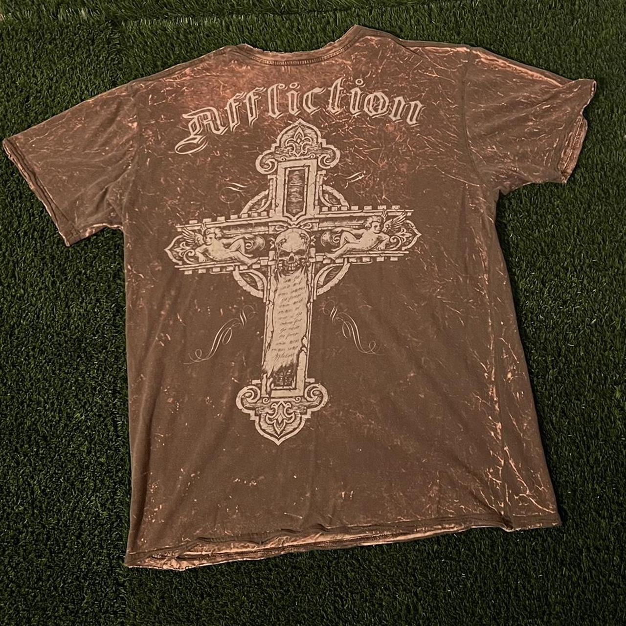 Vintage 2000s Y2K Affliction Cross and Crying Angels... - Depop