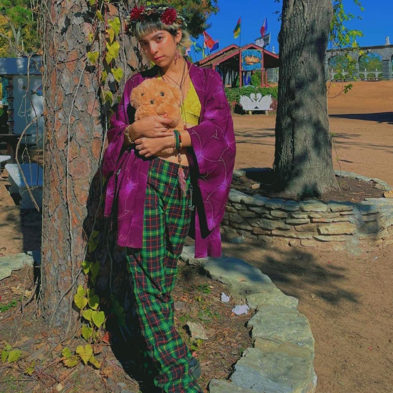 Teddy fresh, sold out, mid//highrise Plaid green,... - Depop