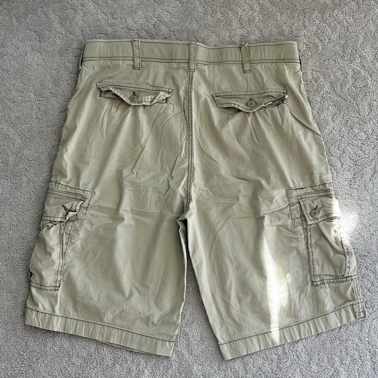 90s style Wear First tan cargo jorts Waist:... - Depop
