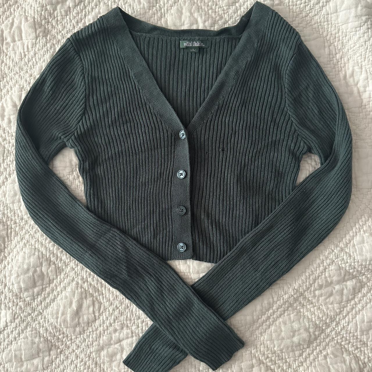 Wild Fable green cropped cardigan size small. 2... - Depop