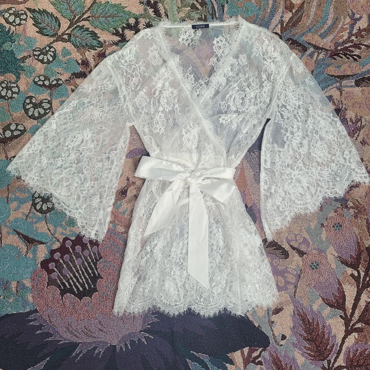 BRIDAL ROBE 👰🏻‍♀️ FIGLEAVES Gorgeous ivory sheer lace... - Depop