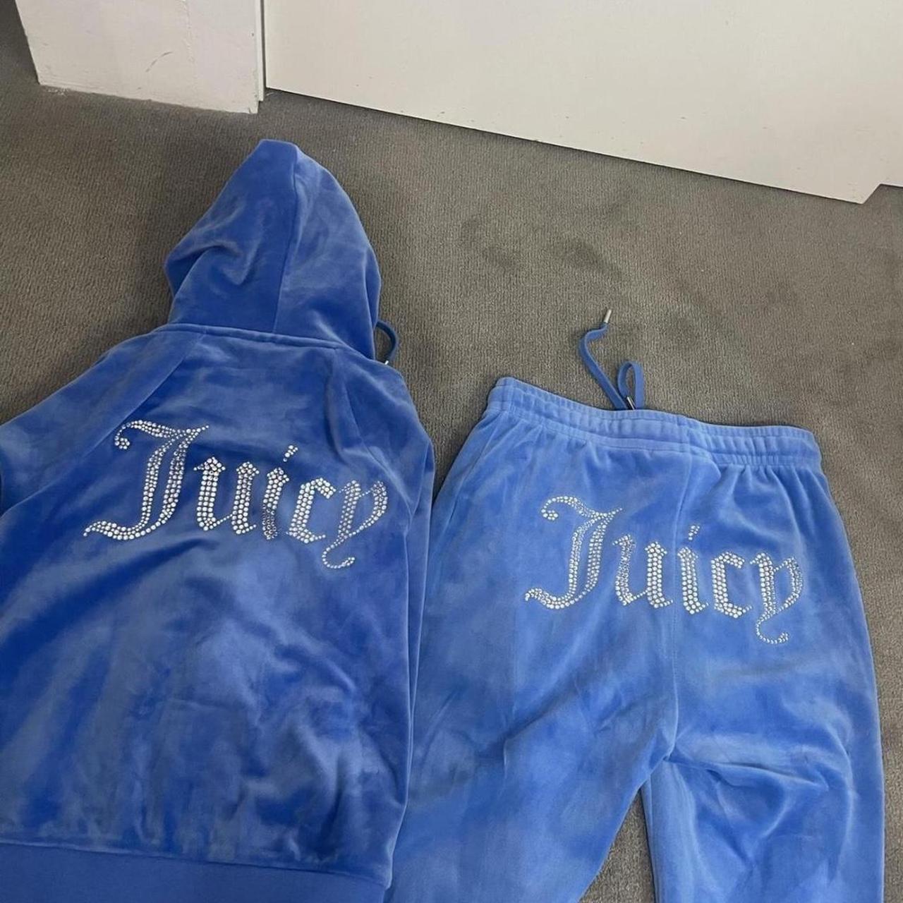 Juicy Couture Women's Blue and Silver Jacket | Depop