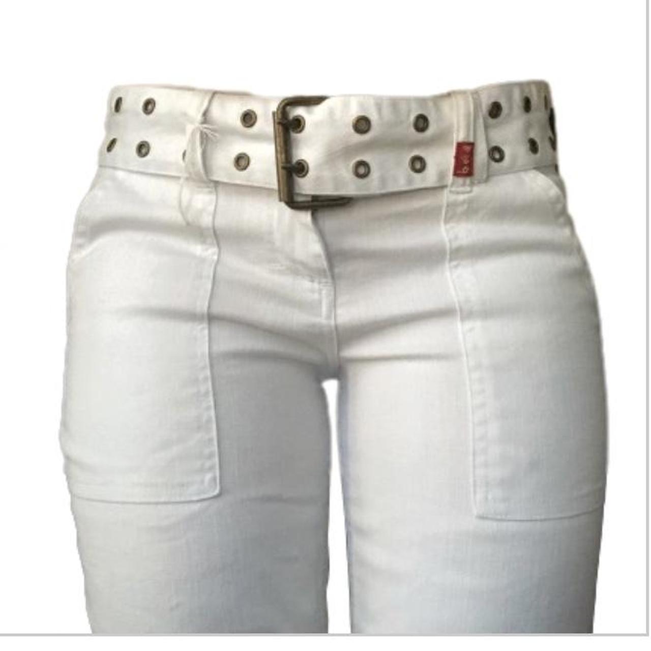 y2k white buckle up mudd jeans size 0 it is brand... - Depop y2k white buckle up mudd jeans size 0 it is brand... - Depop