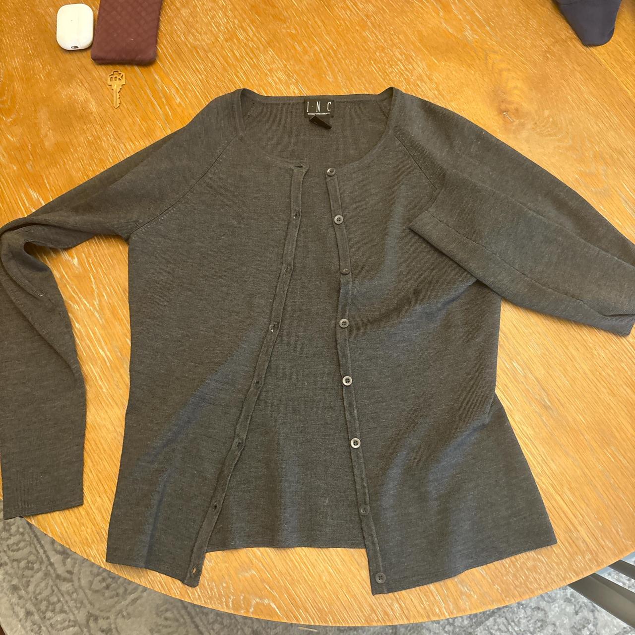 Vintage INC 80% silk cardigan in grey. - Depop