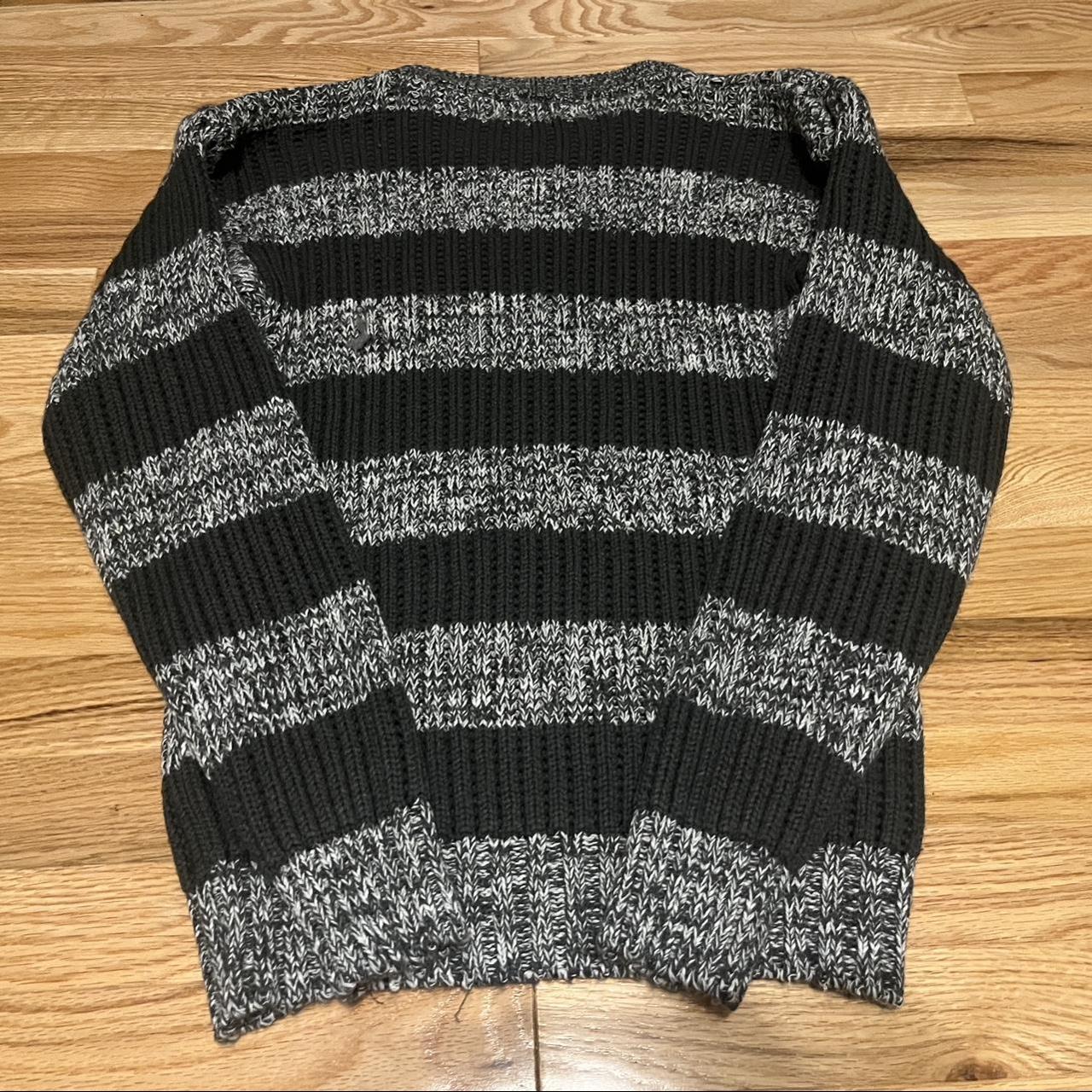 vintage emo goth grunge striped sweater size... - Depop