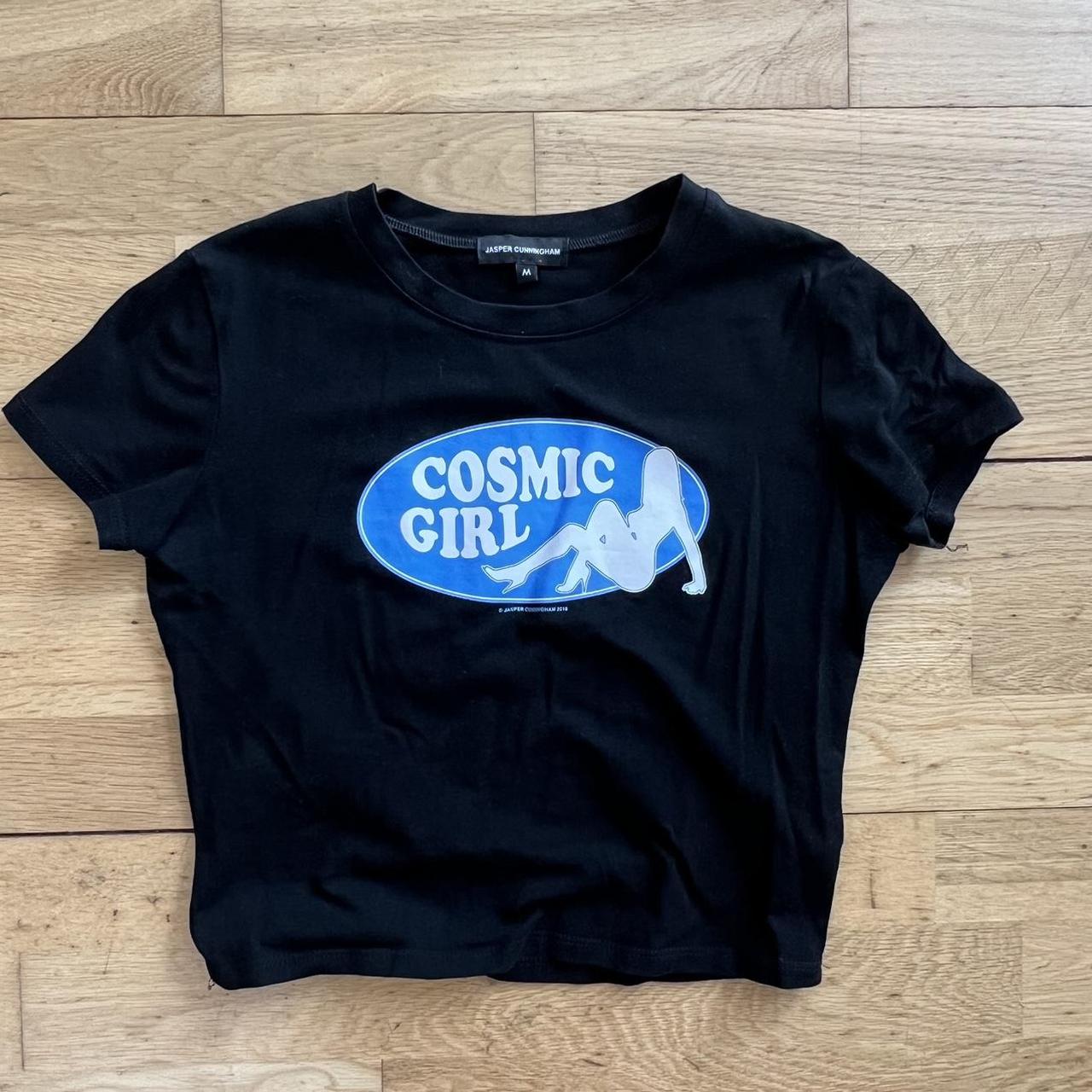 7. Jasper Cunningham ‘Cosmic Girl’ crop t-shirt in... - Depop