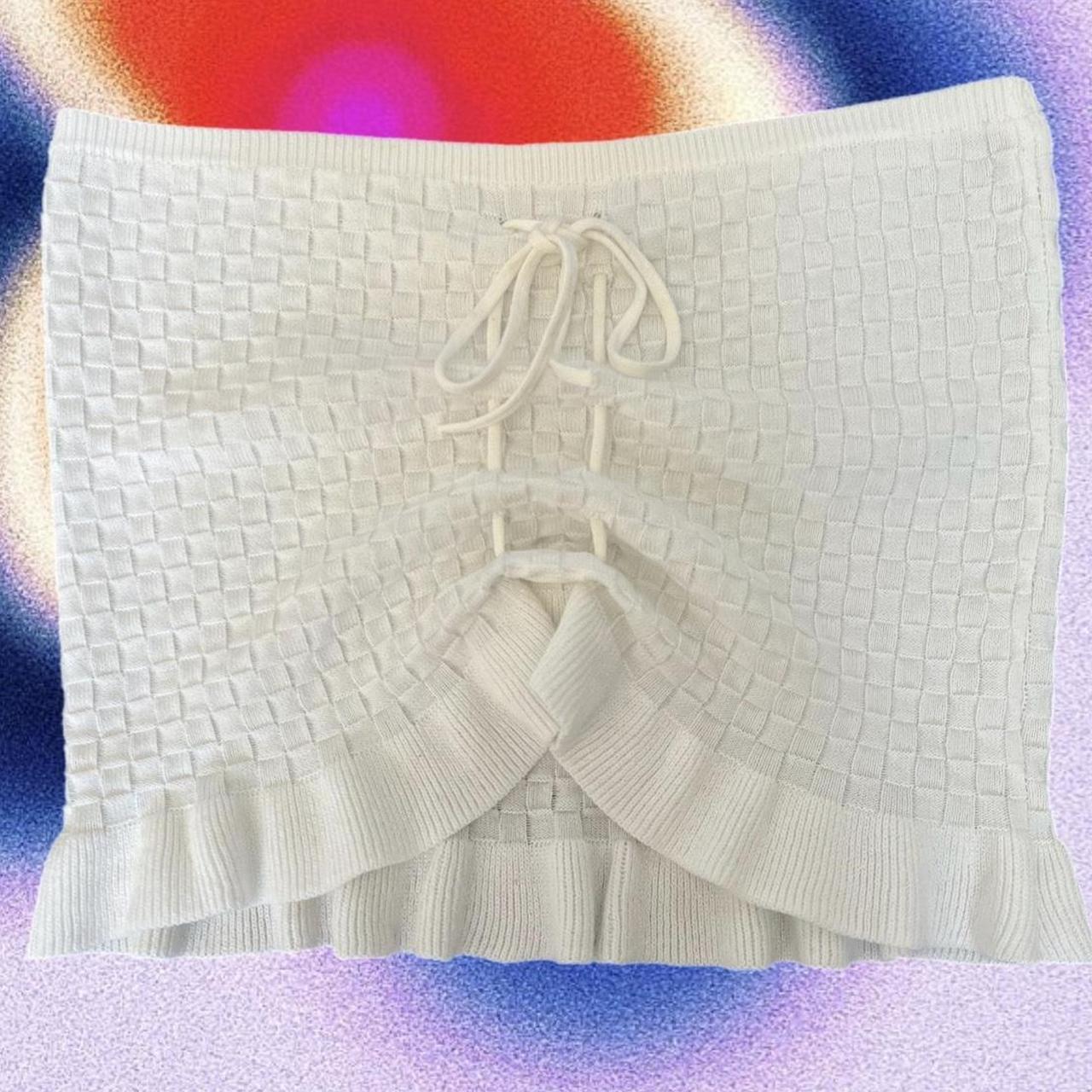 Selling this white tube top with ruffle detail... - Depop