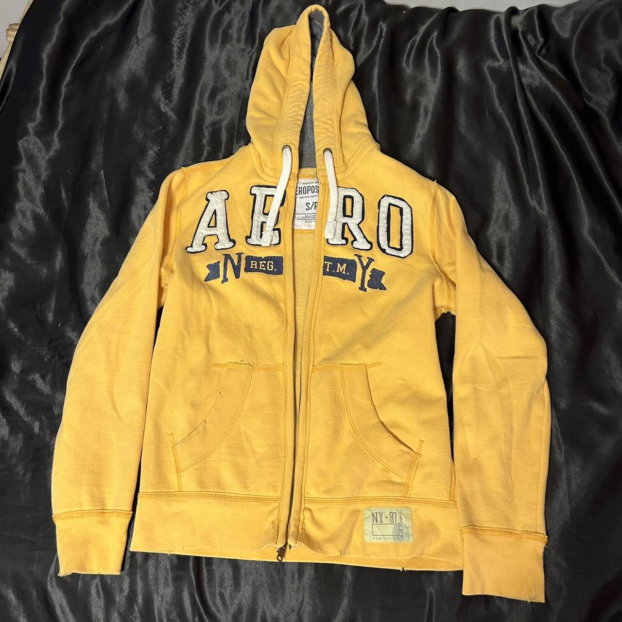 Men’s Aeropostale yellow zip up jacket ZIPPER IS... - Depop