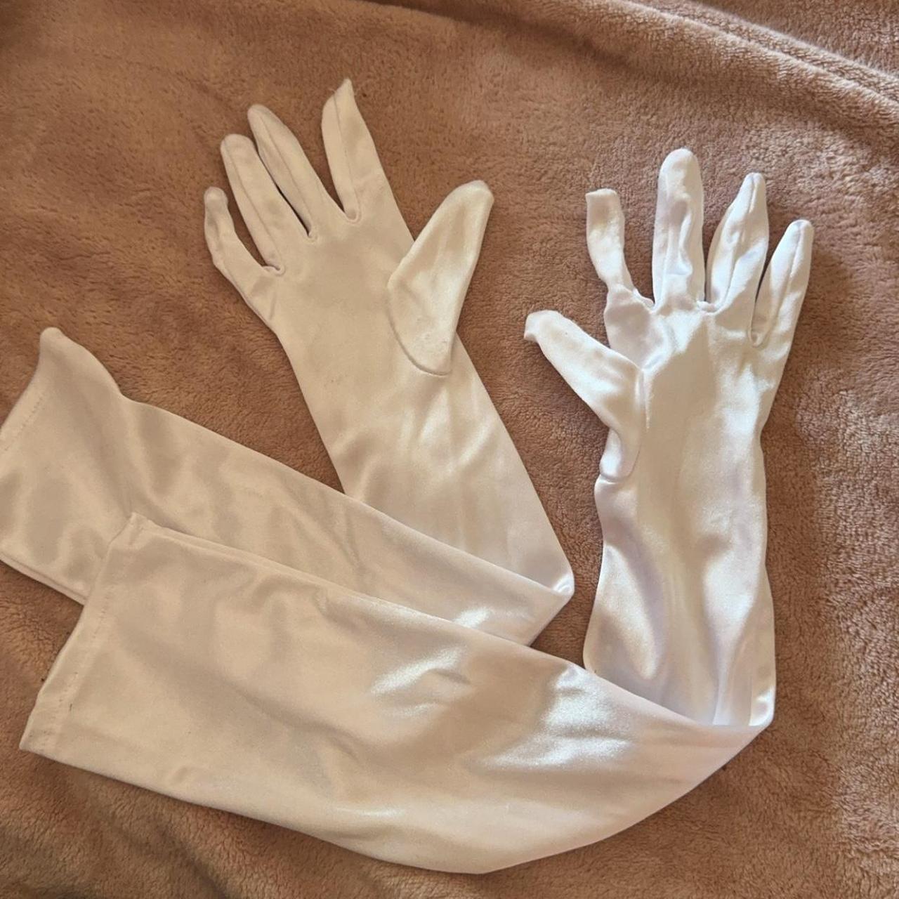 2 of white satin gloves - perfect for a graduation,... - Depop
