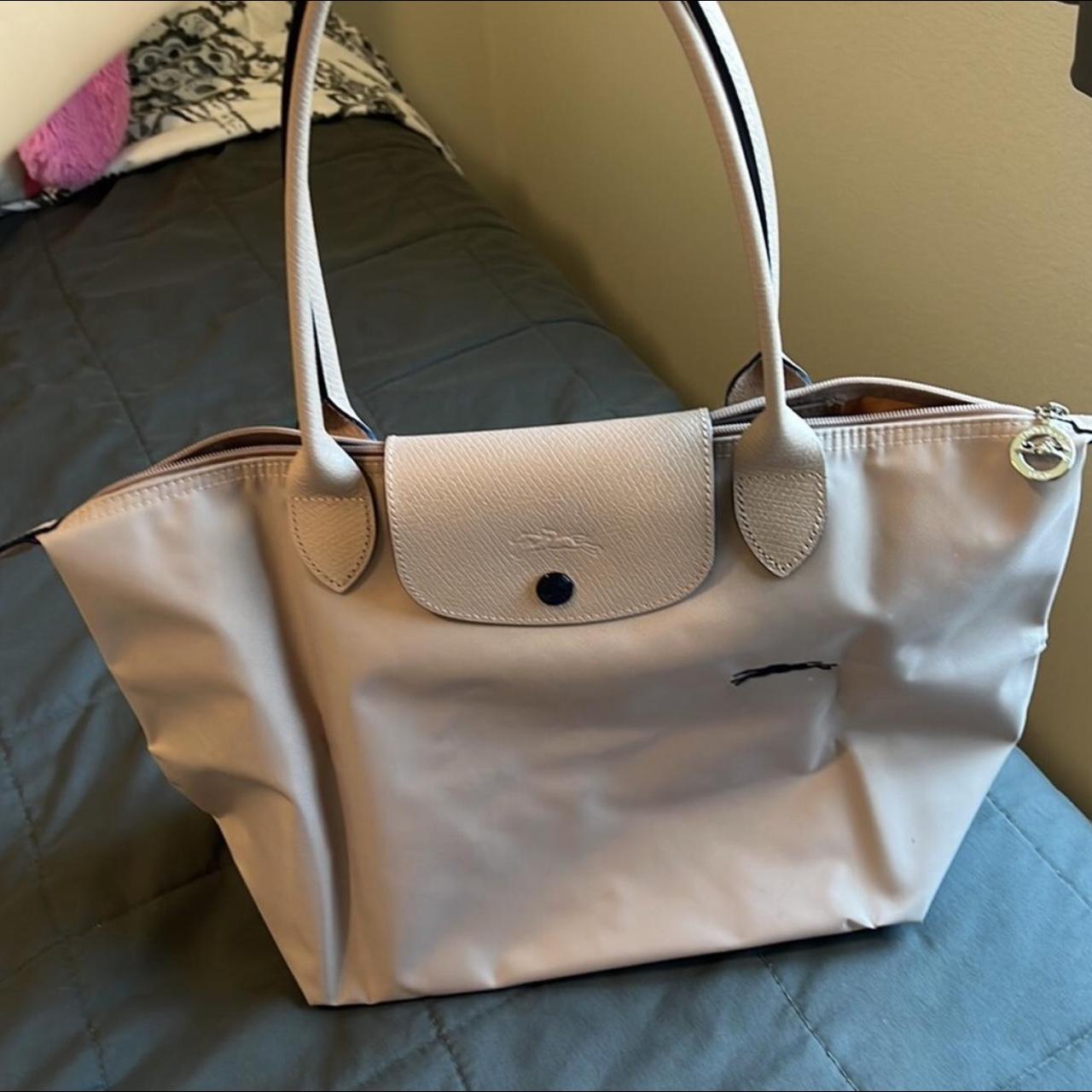 Rare Longchamp beige Le Pliage club Medium Leather... - Depop