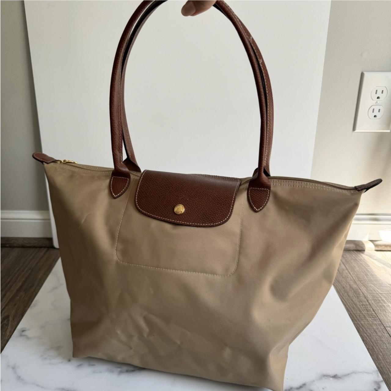 LONGCHAMP Le Pilage Cream/Beige Le Pliage Nylon... - Depop