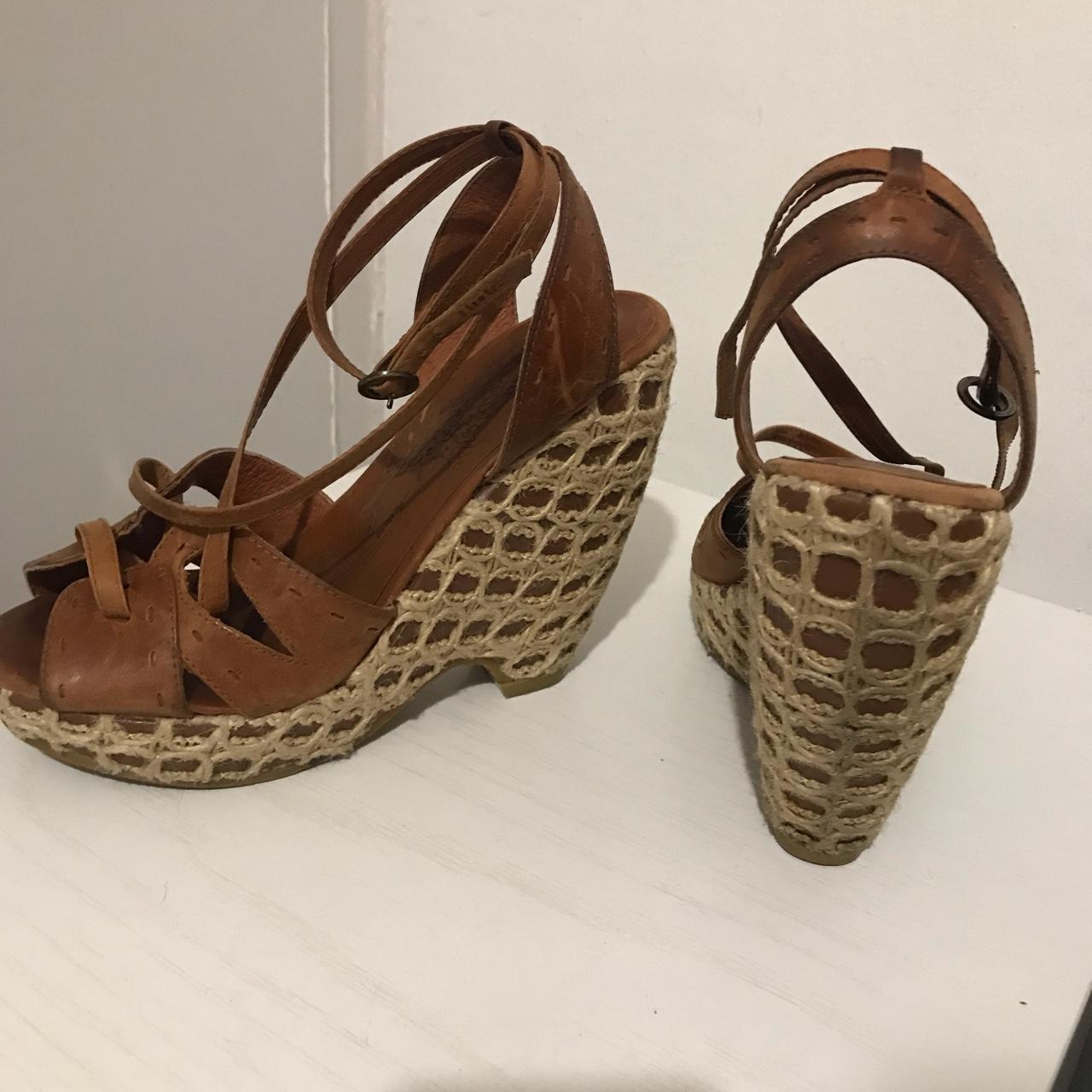 High wedge leather Firetrap sandals | Depop