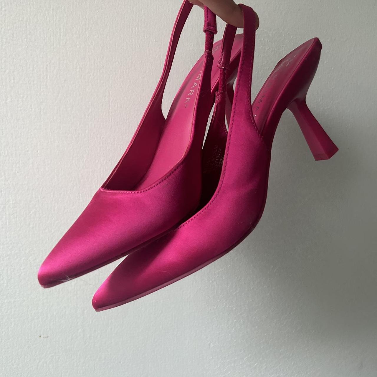 hot pink satin slingback heels. worn once. they’re... - Depop