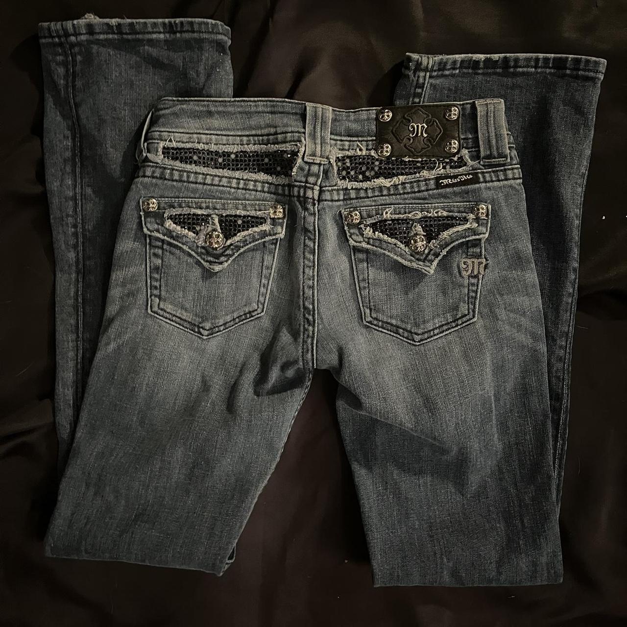 Miss Me low rise bootcut jeans with rhinestone... - Depop