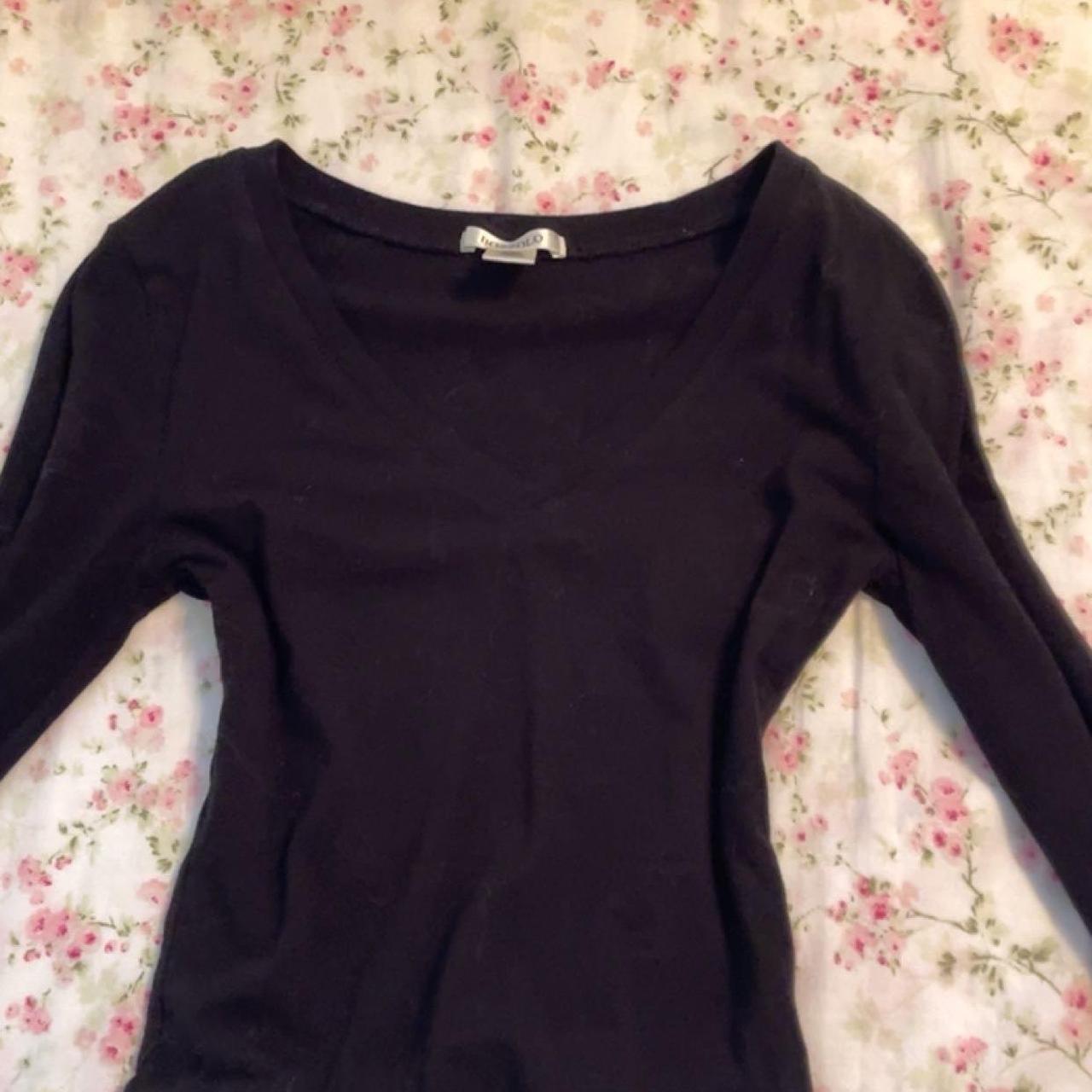 black long sleeve v cut shirt fits xs or small - Depop