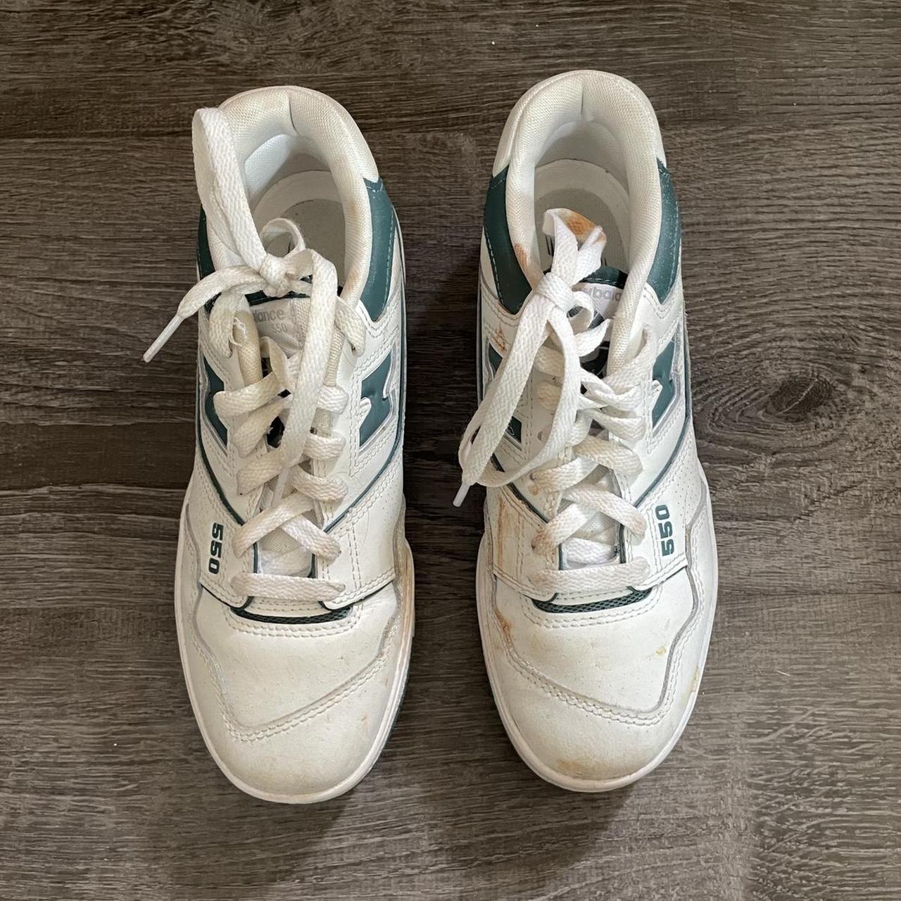 new balance 550’s in green and white colorway womens... | Depop