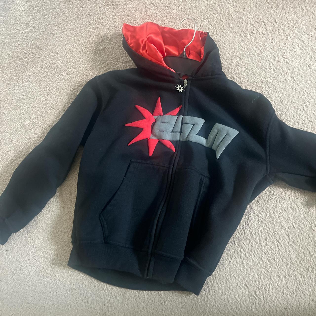 bslm tiktok brand hoodie fits small worn twice silk... - Depop