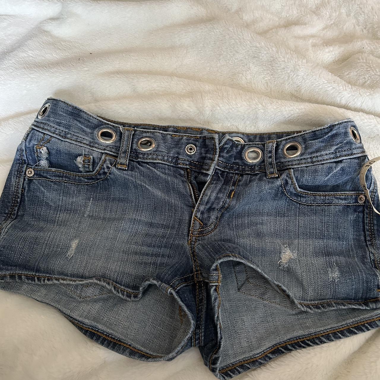 Super adorable jean shorts with stylish rings along... - Depop