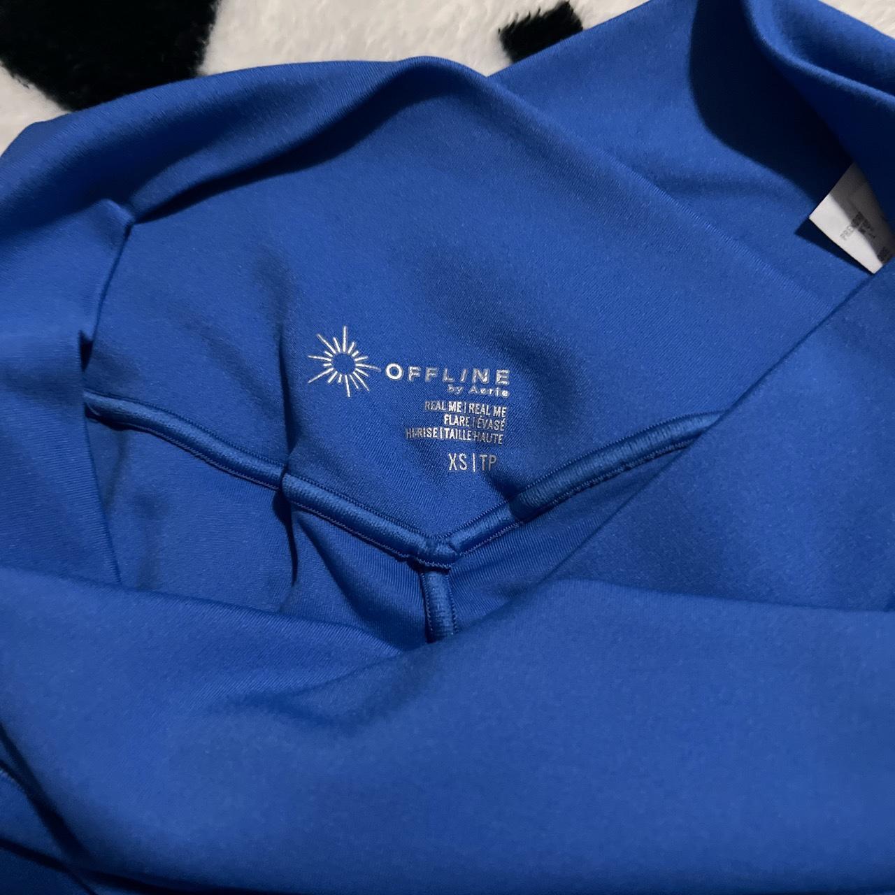 Blue offline aerie flare leggings double crossover,... - Depop