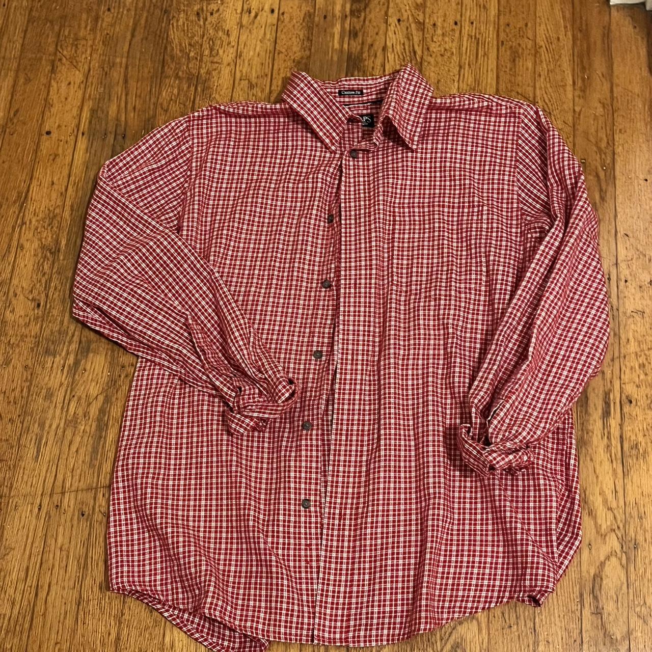 Red plaid button up size L brand “Chaps” #plaid... - Depop
