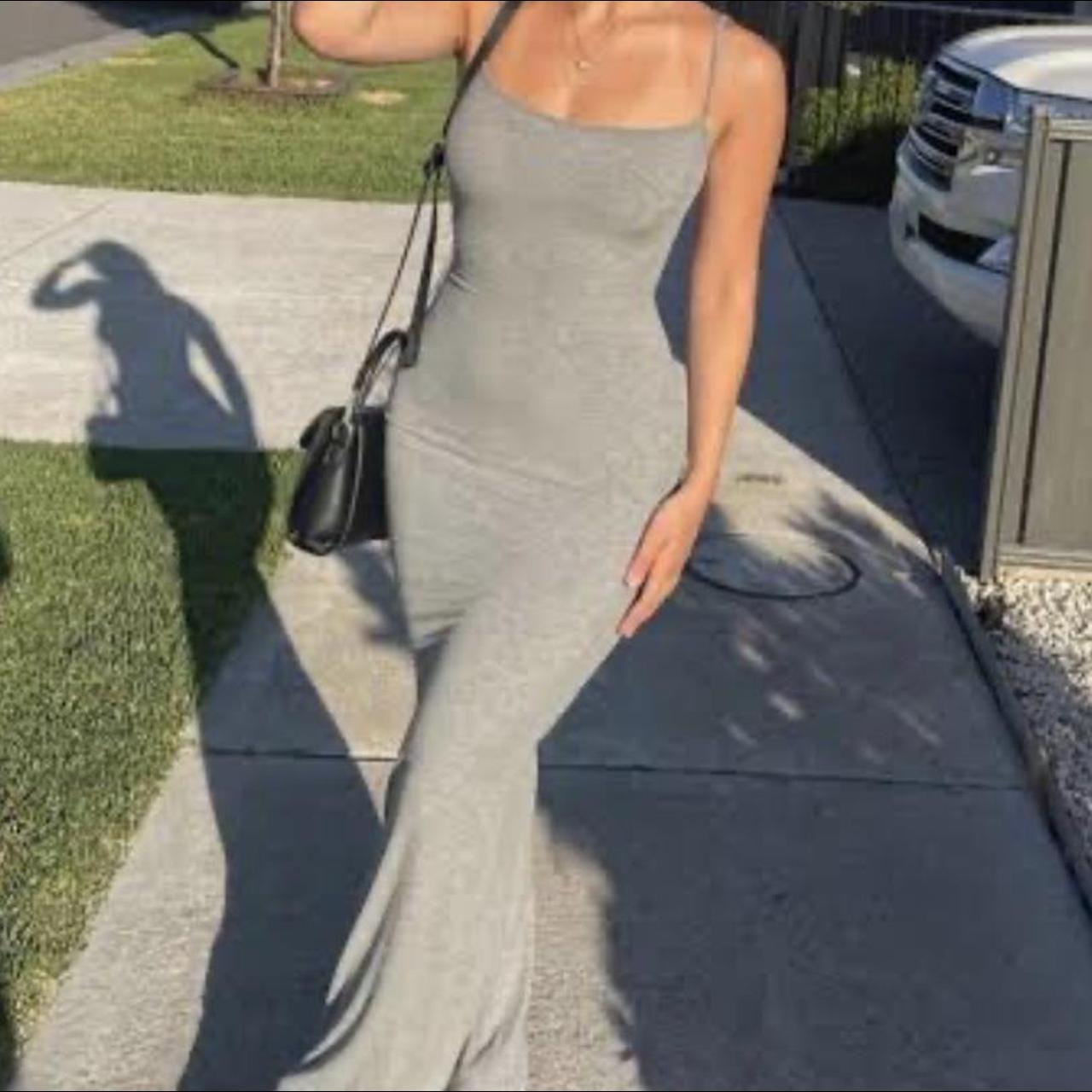 Skims - heather grey long slip dress Very... - Depop