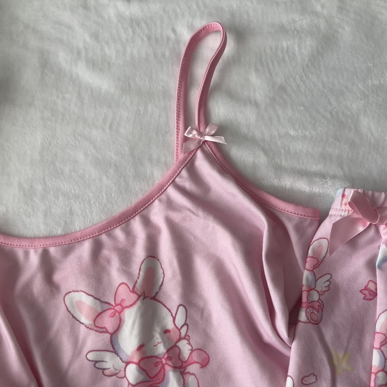 y2k kawaii baby pink cami & shorts sleep set... | Depop
