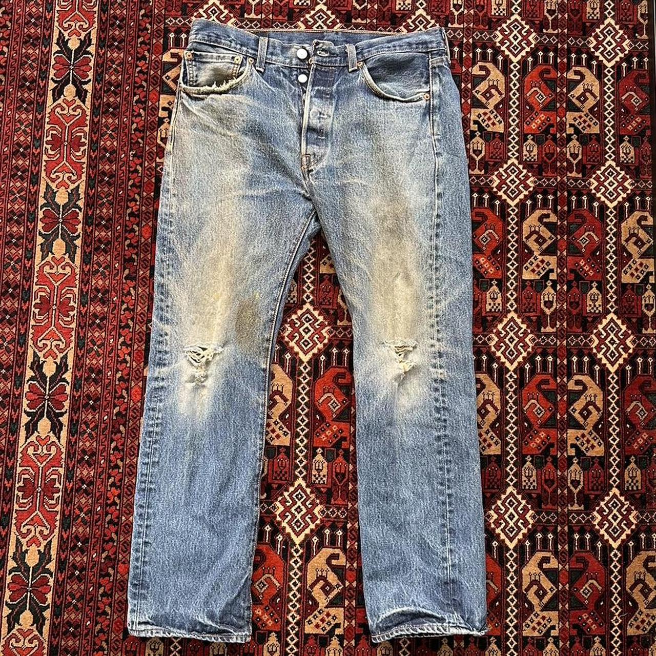 Levi’s 501 thrashed jeans Awesome distressing on... - Depop